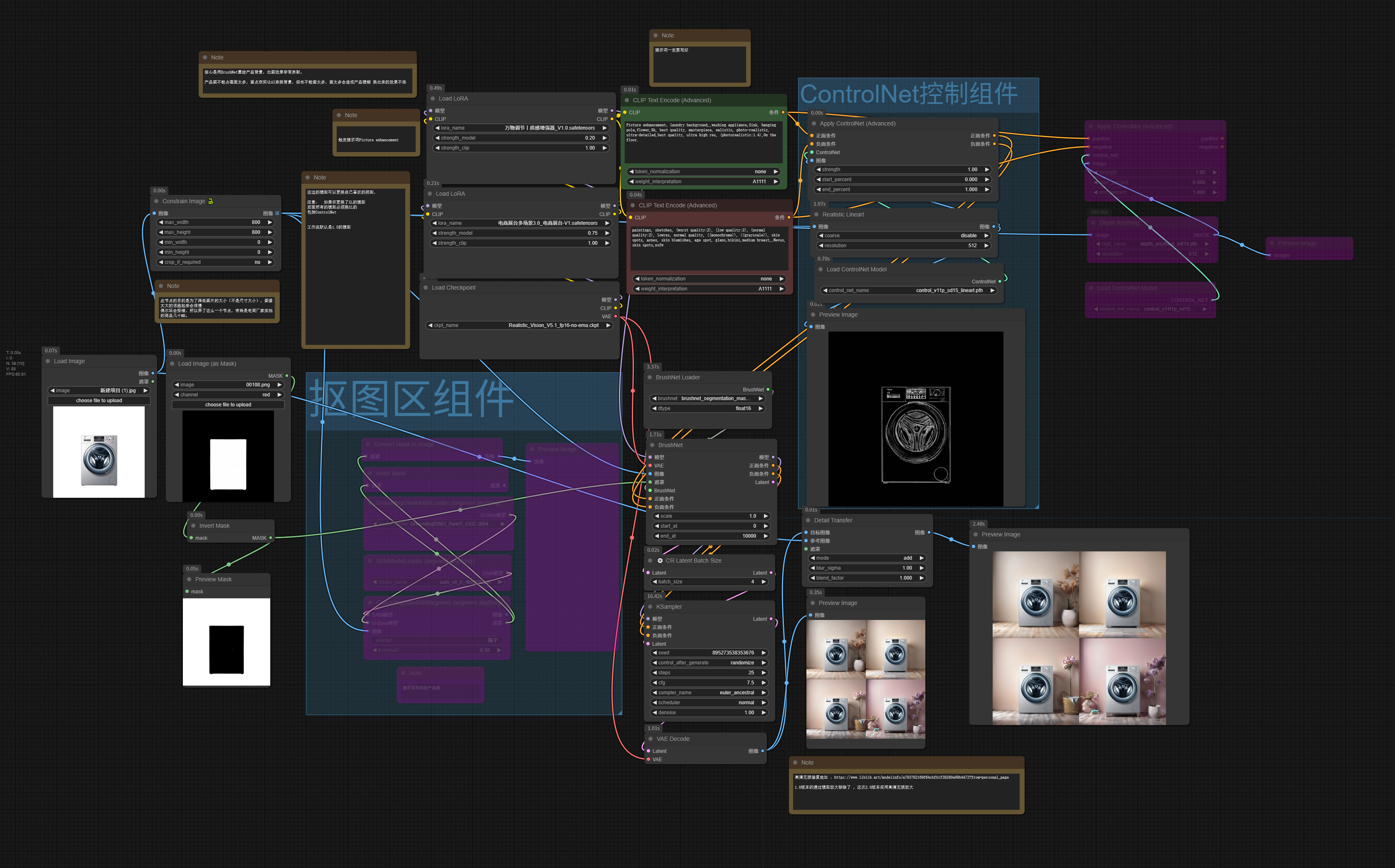 Product inpainting for e-commerce scenes.Brushnet + controlnet ...