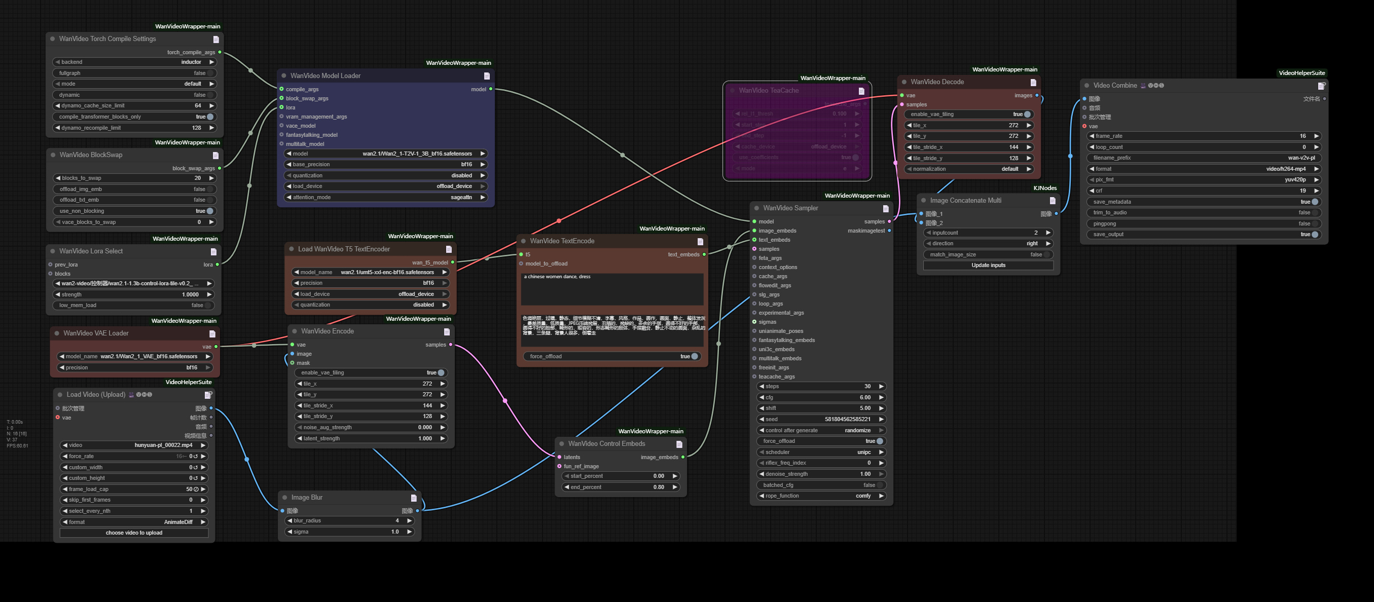 WanVideo Kijai control-lora 1.3B video2video | ComfyUI Workflow
