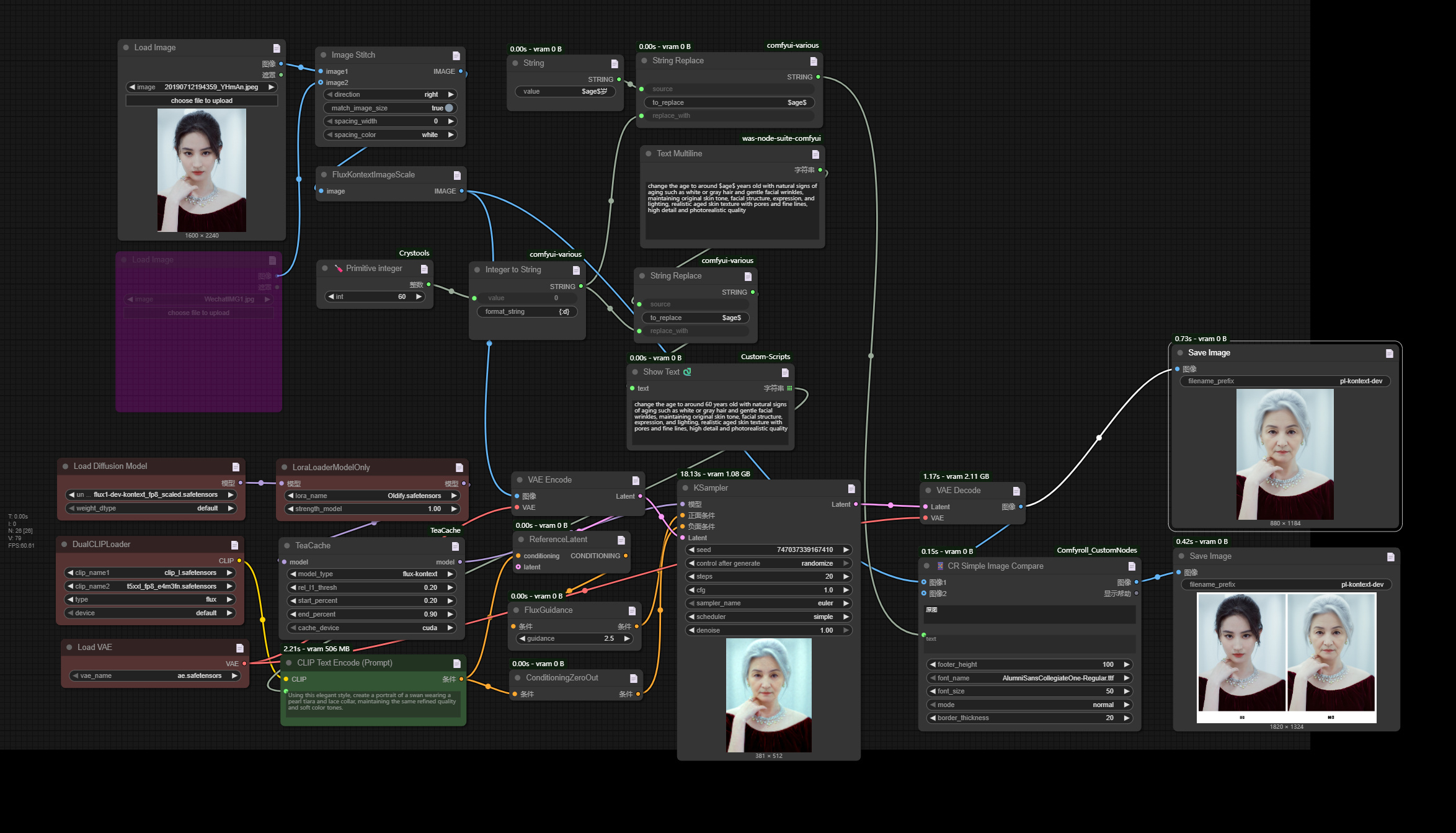 Kontext oldify lora age change | ComfyUI Workflow